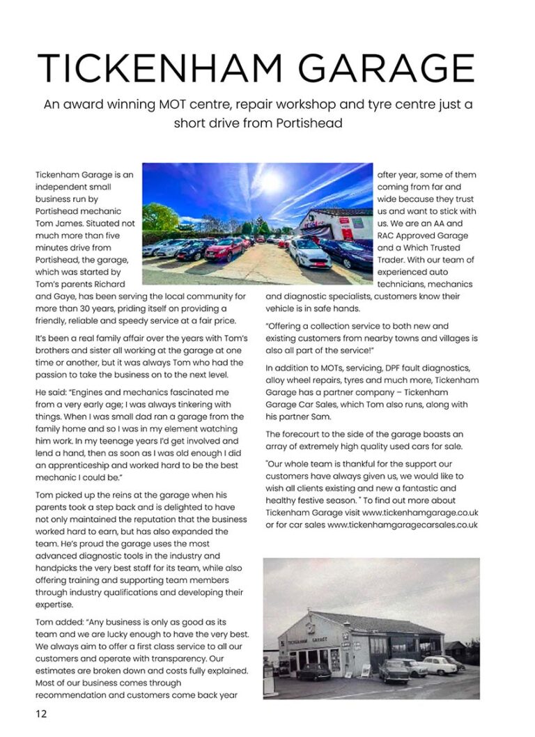 ENJOY Portishead feature Tickenham Garage - Tickenham Garage - Clevedon ...